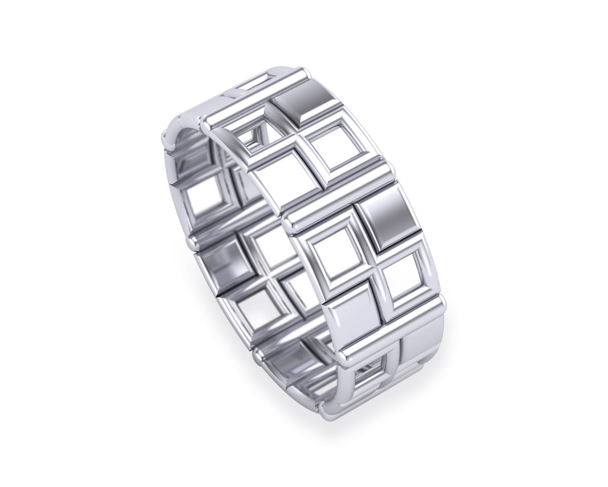 14K Gold 7mm Checkered Band – SOULSET JEWELRY